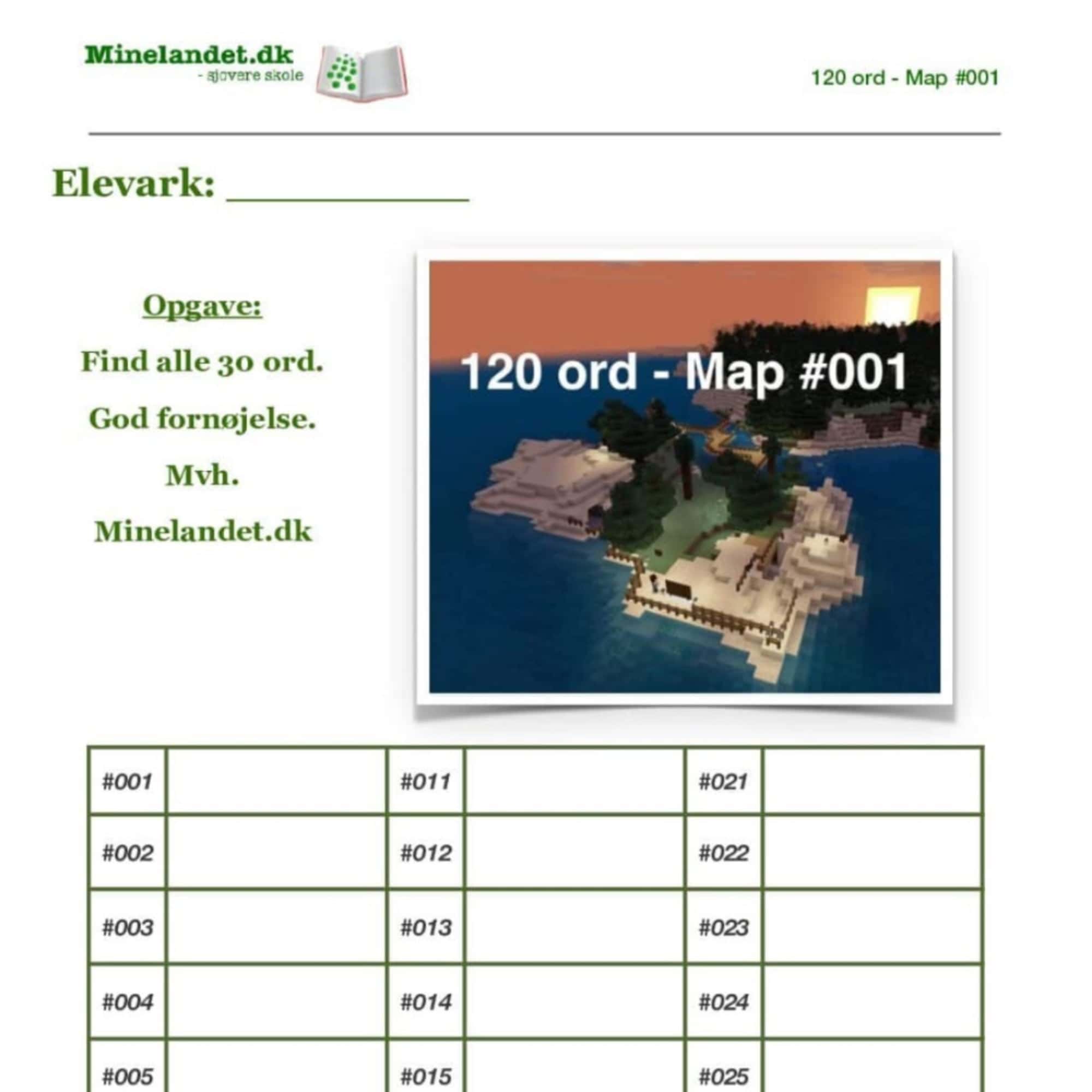120 ord – Map #001 | Minelandet.dk